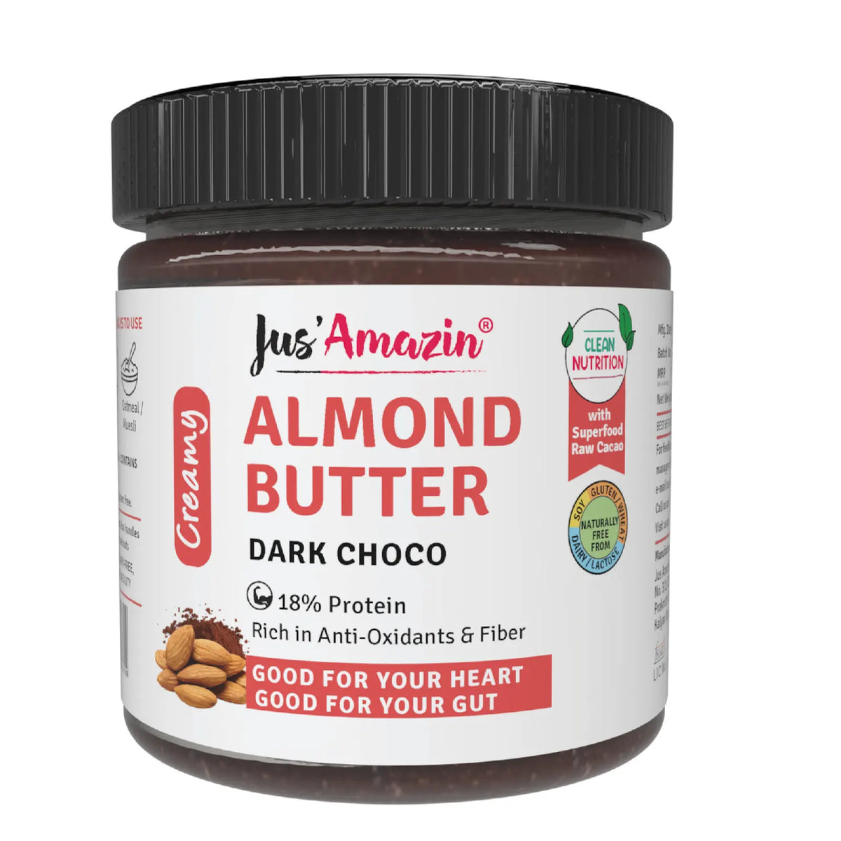 Buy Jus Amazin Creamy Almond Butter – Dark Chocolate Online - Our ...