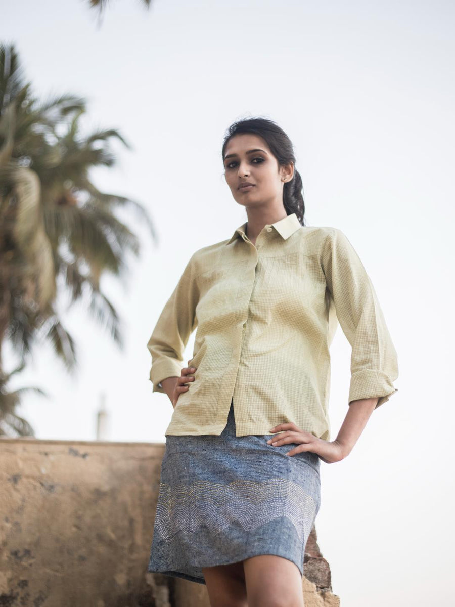 Buy Kaizen Moss Earth Handspun Handwoven Cotton Shirt Online - Our ...